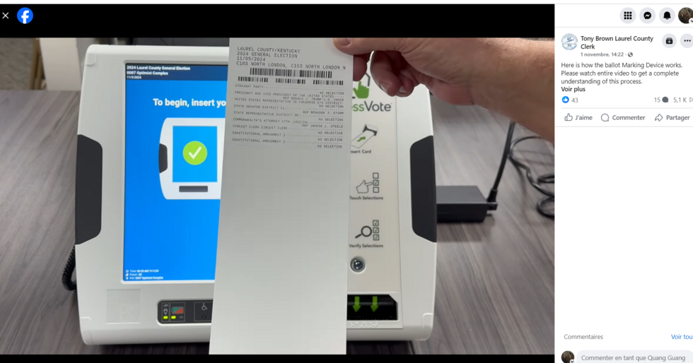 Non, une machine à vote n'a pas changé un vote Trump en vote Harris