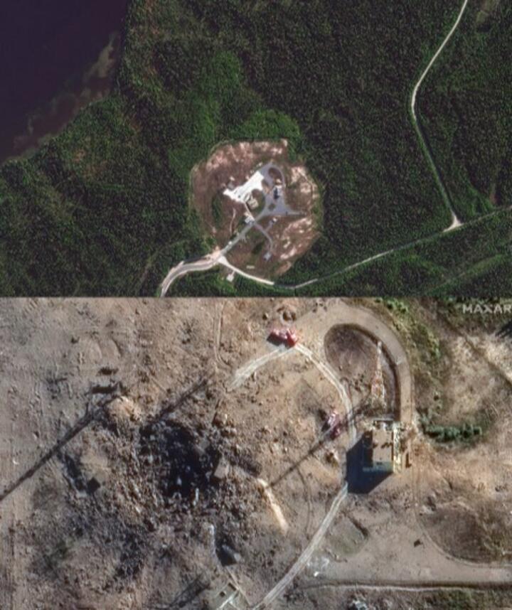 An intercontinental nuclear missile causes an explosion on a Russian ...