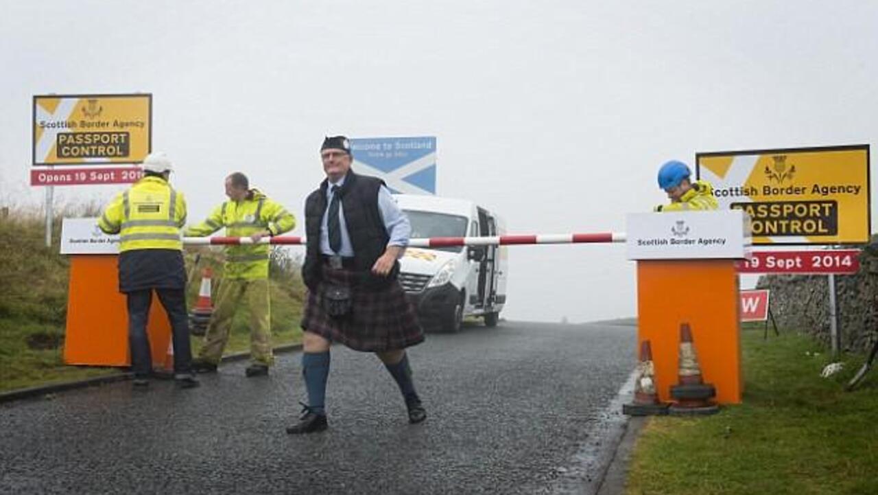 Pranksters set up border checkpoint between England and Scotland