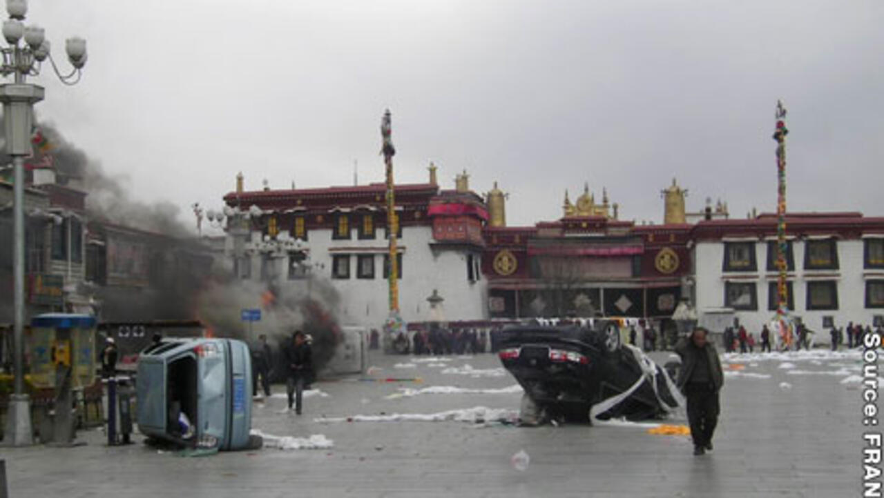 The first image of the violence in Tibet